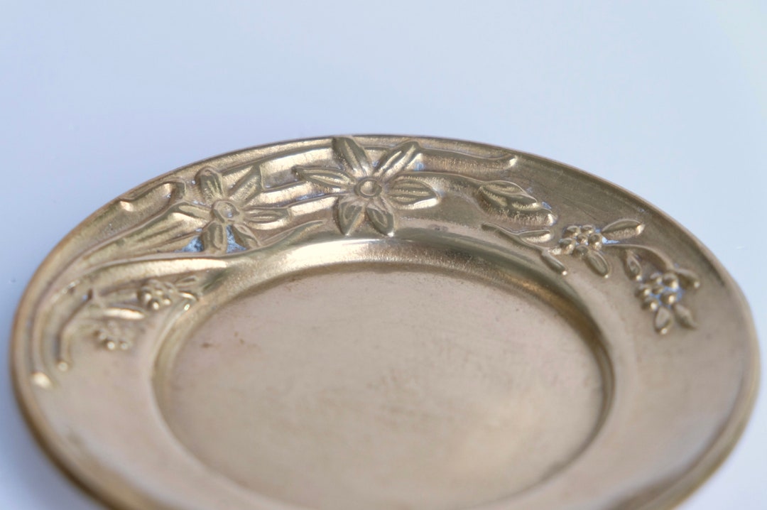 Antique Brass Mini Plate Flower Bowl Jewelry Plate Candle Plate Storage ...
