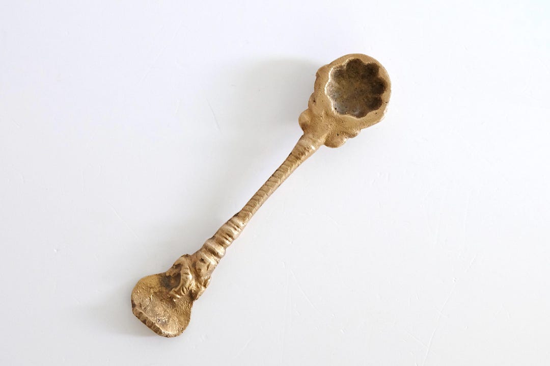 Antique Ritual Spoon With Ganesha Old, Puja Spoon, Brass Candle Snuffer ...