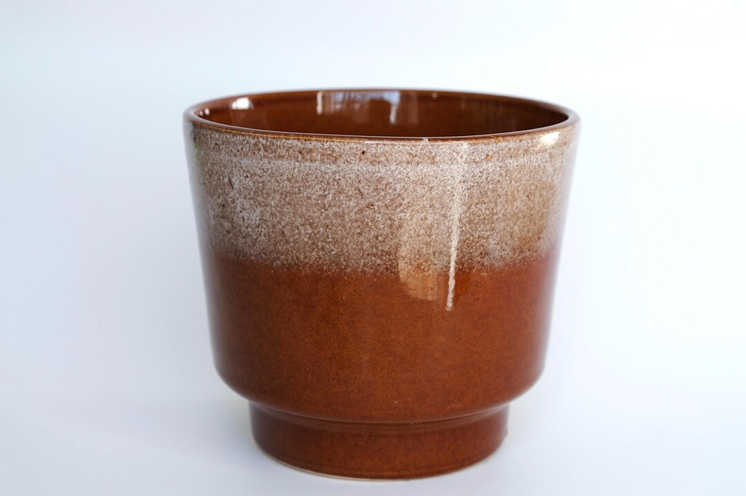 Vintage 70s Design Pottery Planter Ceramic Planter Large! White Brown ...