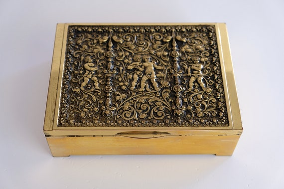Erhard & Söhne brass box antique, casket cigar cigare… - Gem
