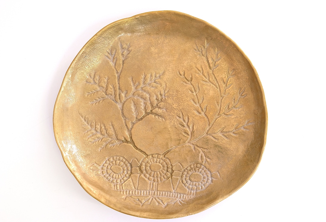 Vintage Brass Tray Bowl Floral Plate for Witch Wiccan Altar Offering ...