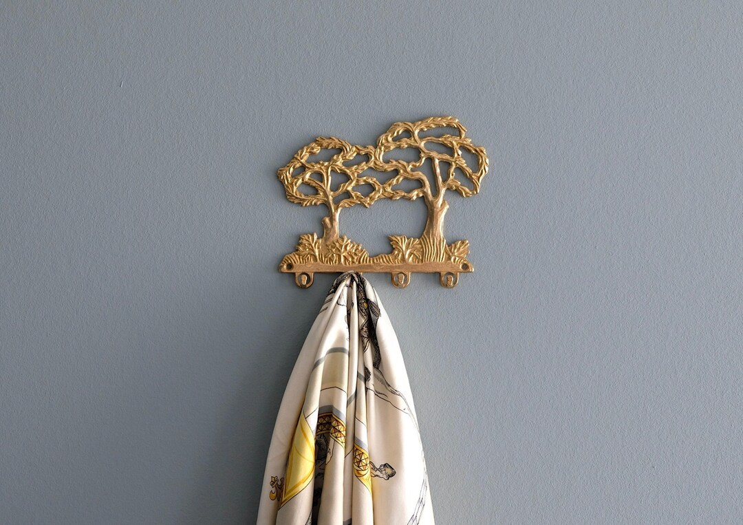 Vintage Brass Solid Hook Rail "trees" Key Rail Wardrobe Wall Hook Hotel ...