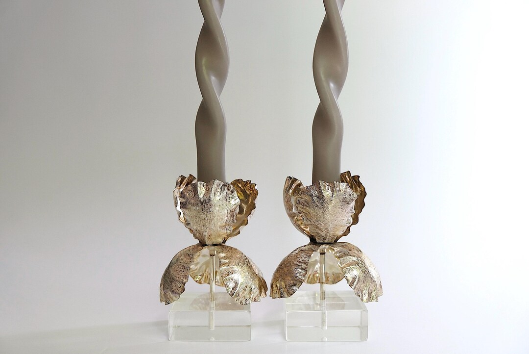 Vintage Lee Menichetti for Ted Arnold 1970s Candle Holder "iris" Set of ...