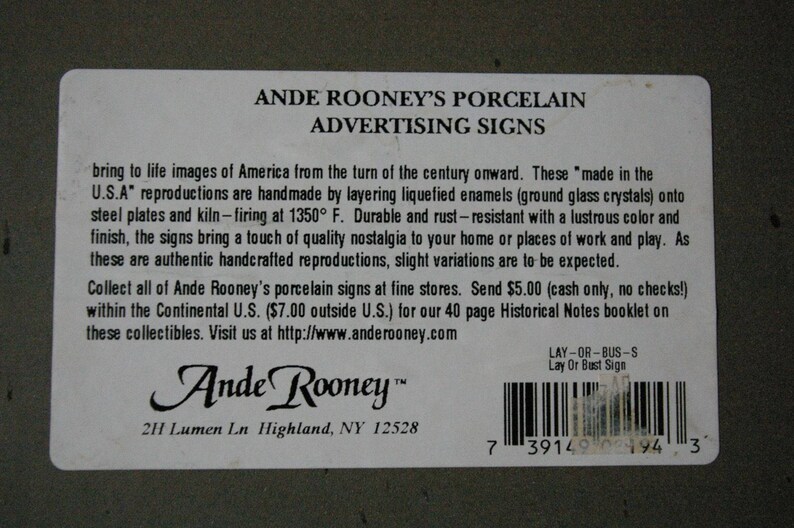 Vintage Ande Rooney Porcelain Enamel Sign lay or | Etsy