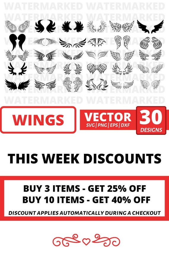 30 WINGS SVG alas de ángel cricut silueta de alas imágenes | Etsy