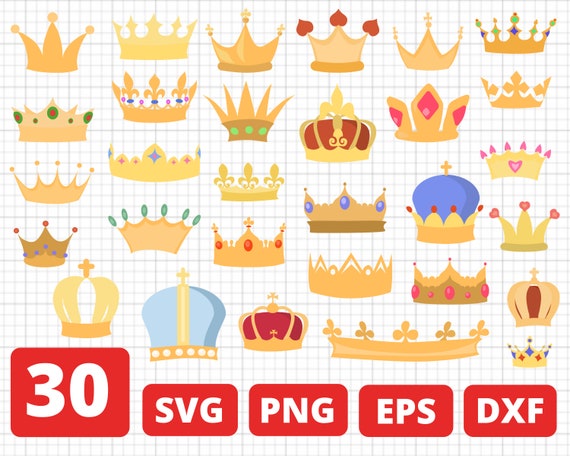 30 CROWN SVG BUNDLE / corona del rey svg / corona real svg | Etsy México