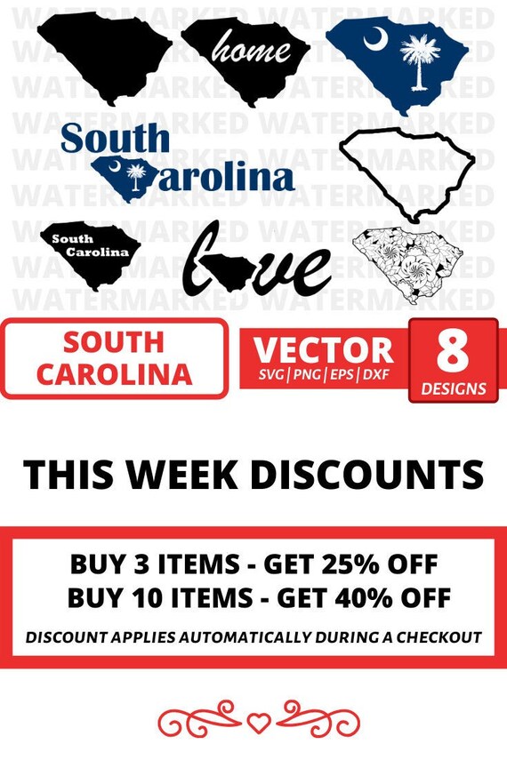 8 SOUTH CAROLINA MAP svg south carolina svg south carolina | Etsy