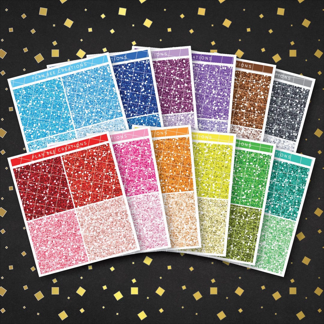 Multicolour Color Palette Glitter Header Stickers Rainbow Set // Weekly ...