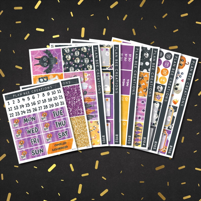 Boo-yah Halloween Themed Kit // bliss Kit Weekly Planner Sticker Kit ...