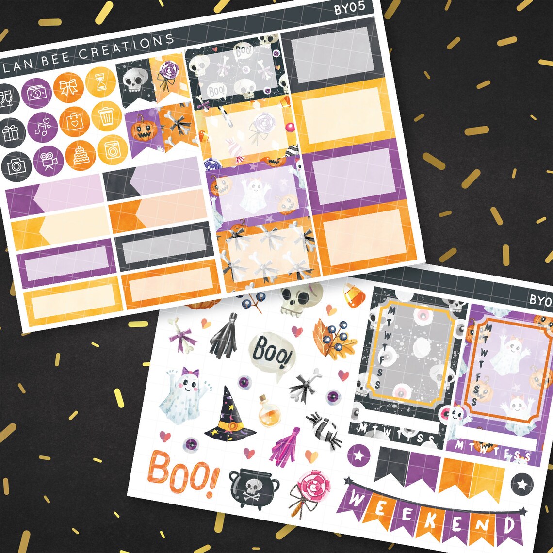 Boo-yah Halloween Themed Kit // bliss Kit Weekly Planner Sticker Kit ...