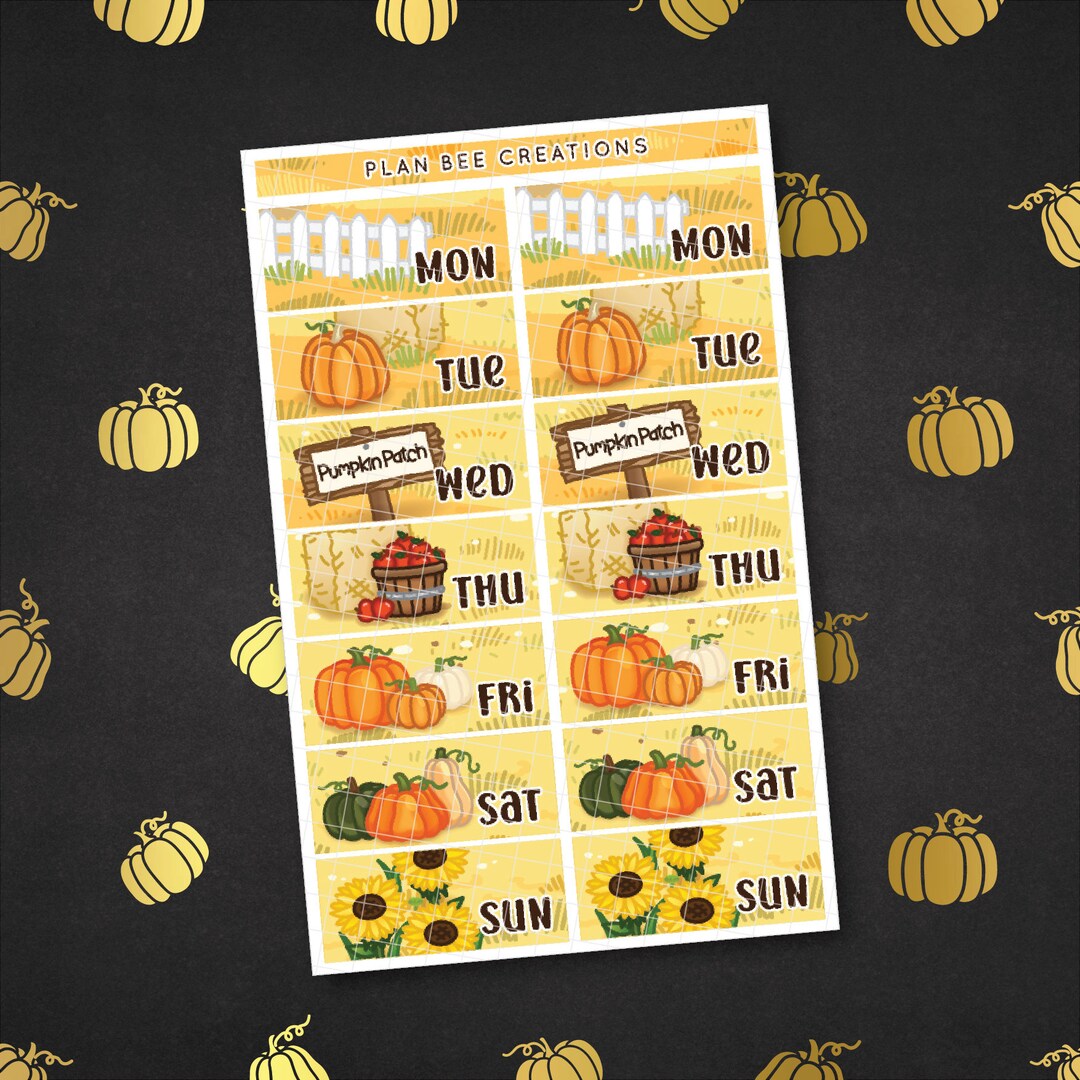 Pumpkin Patch Autumn Hand Drawn Doodle Date Cover Stickers Fall Scene ...