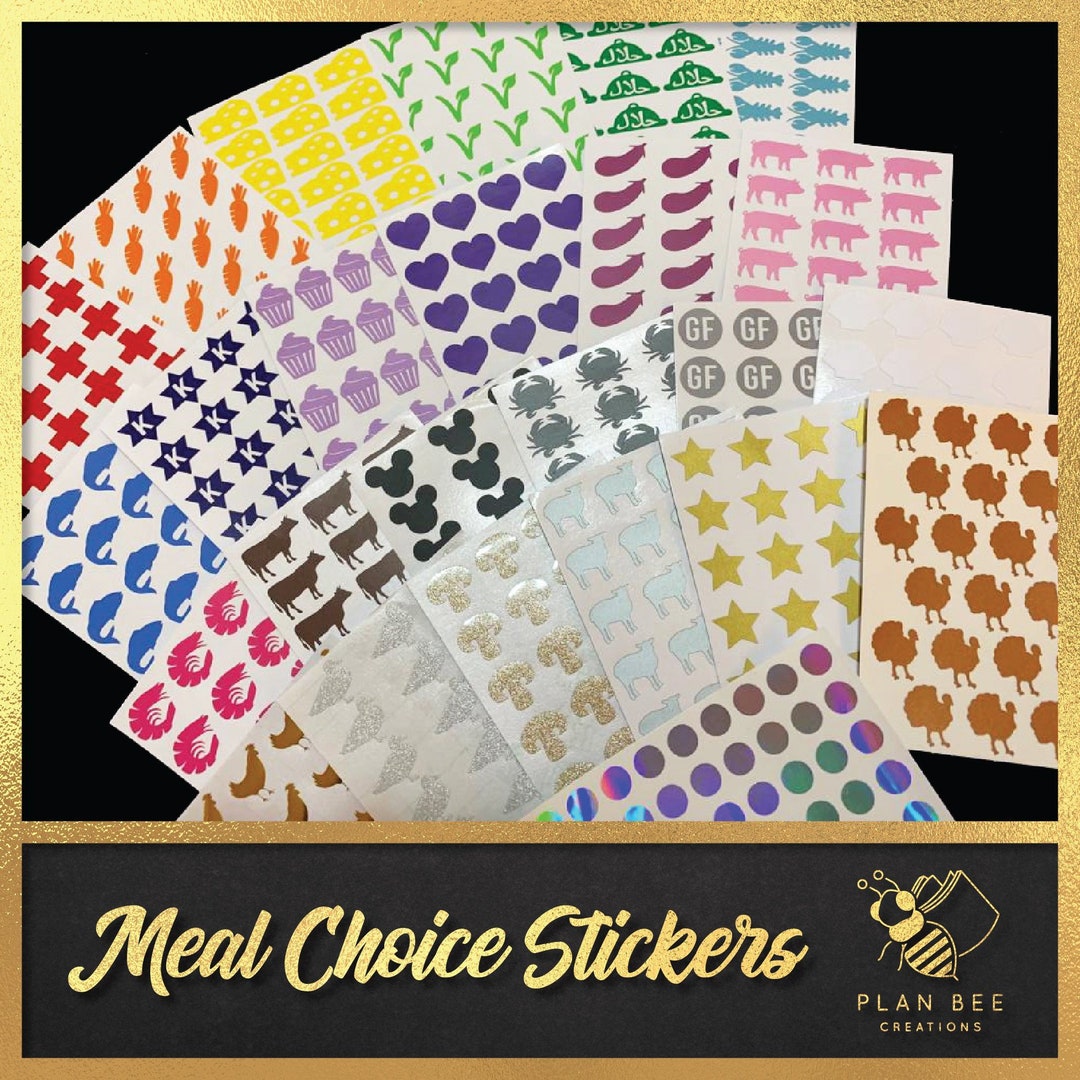 VINYL Wedding Meal Stickers, Set of 20, Place Card Stickers, Menu ...