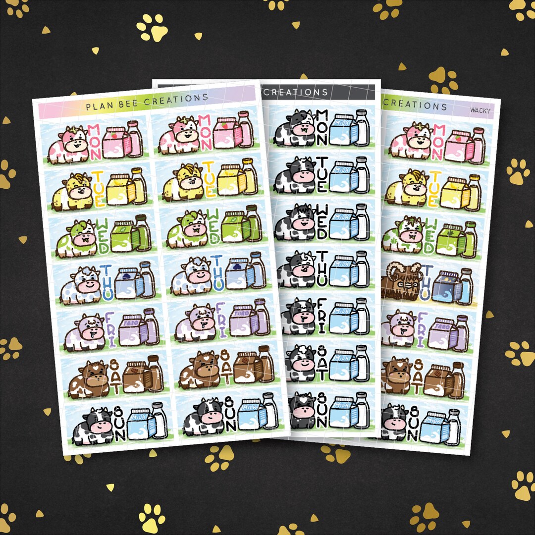 Cute Dairy Cows & Milk Rainbow Wacky Hand Drawn Doodle Date Cover ...