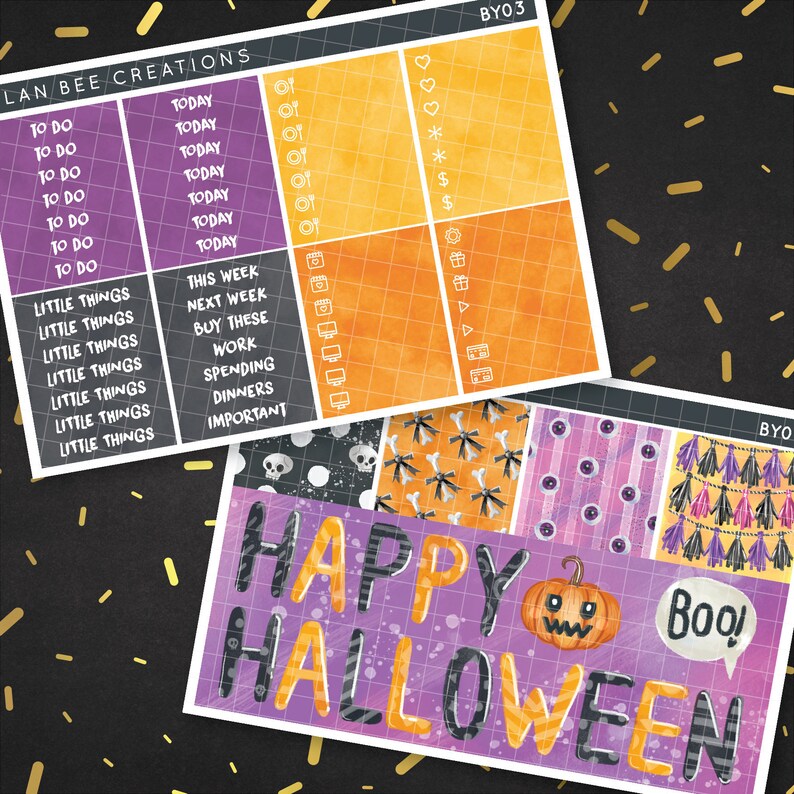Boo-yah Halloween Themed Kit // bliss Kit Weekly Planner Sticker Kit ...