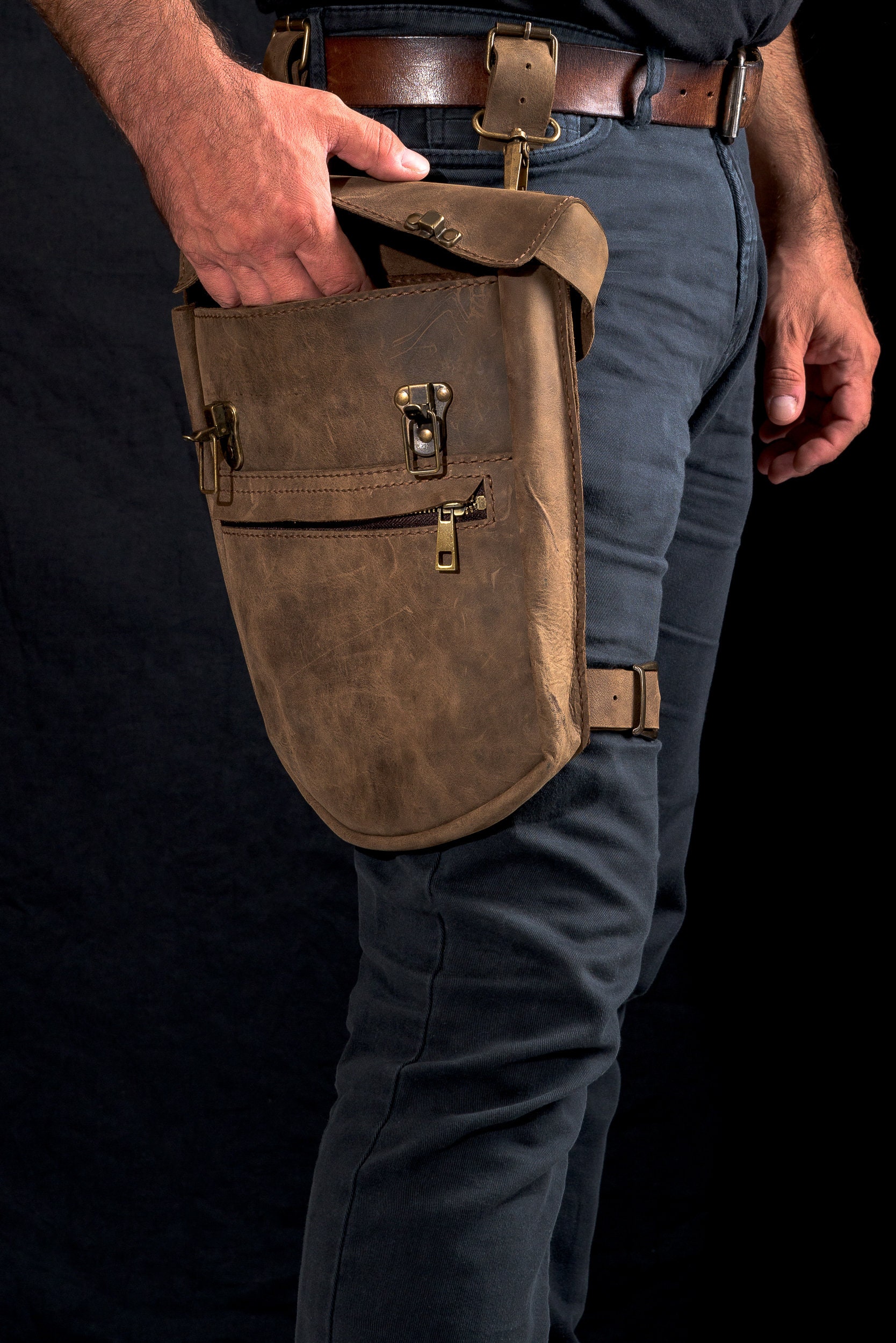 Hip Bag, Thigh Bag, Waist Bag, Biker Bag, Motorcycle Leg Bag, Leather ...