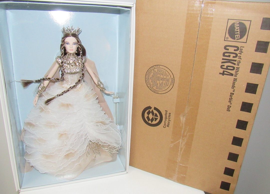 MIB NRFB Stunning "lady of the White Woods Barbie" Gold Label W/shipper ...