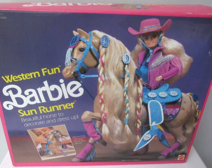MIB NRFB Mattel Barbie Western Fun Barbie Sun Runner #9961 Circa 1989 ...