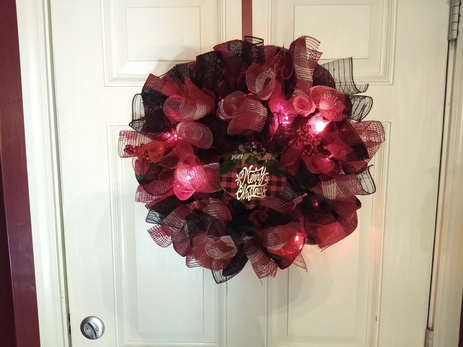Merry Christmas Buffalo Plaid Deco Mesh Wreath - Etsy