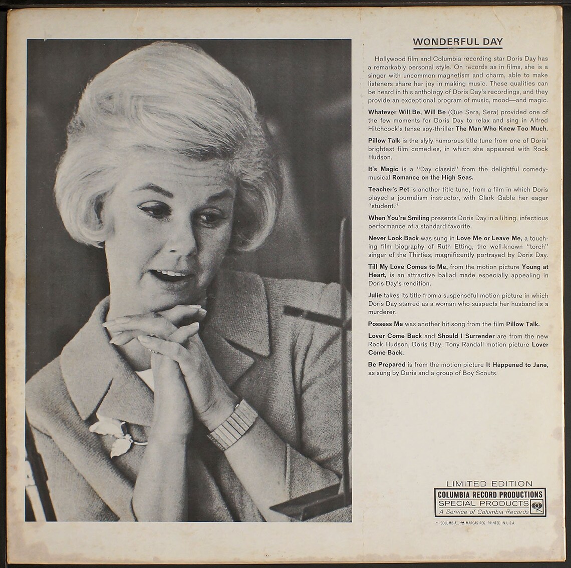 Doris Day Wonderful Day LP Vinyl 034 - Etsy