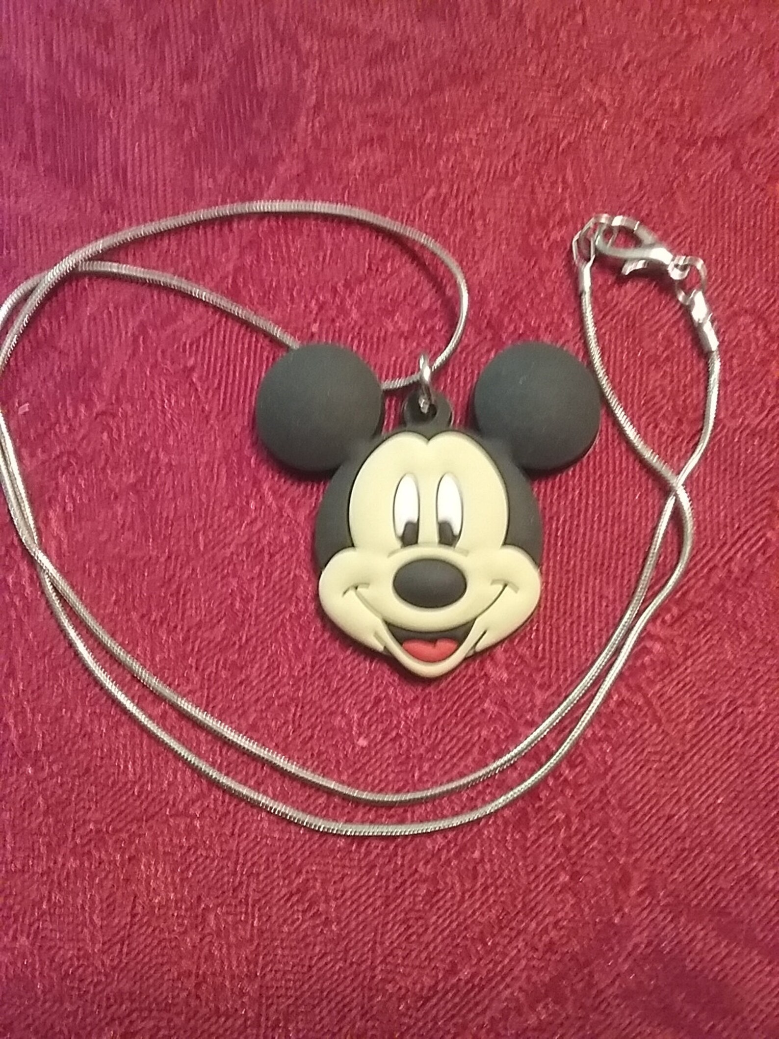 Mickey Mouse Pendant Necklace 925 Silver Chain Necklace | Etsy