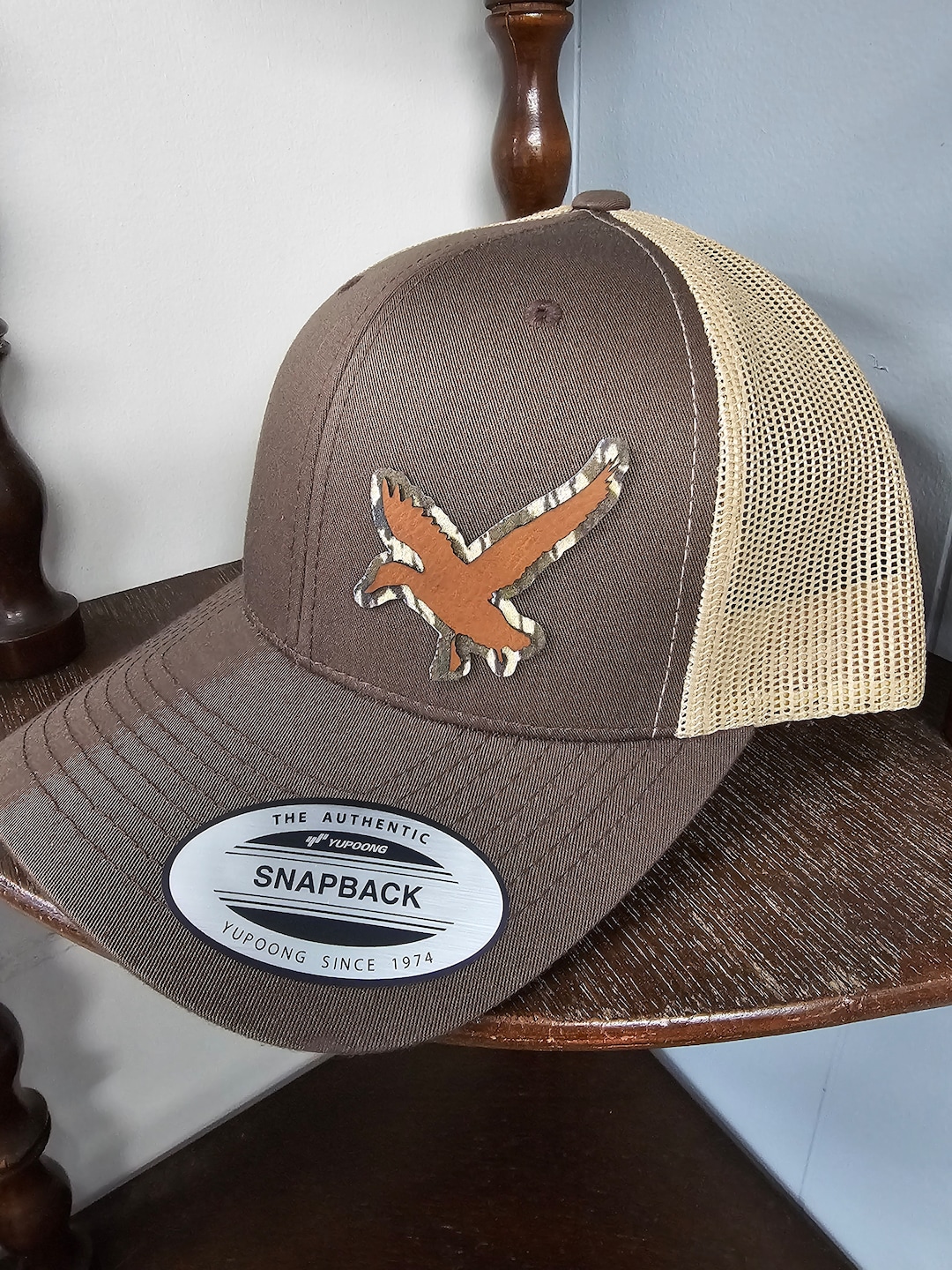 3D Leather Patch Hat, Duck, Bottomland Camo, Leather Patch Hat - Etsy