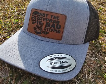 Step Dad Hat, Step Father Hat Leatherette Patch Leather Patch ...
