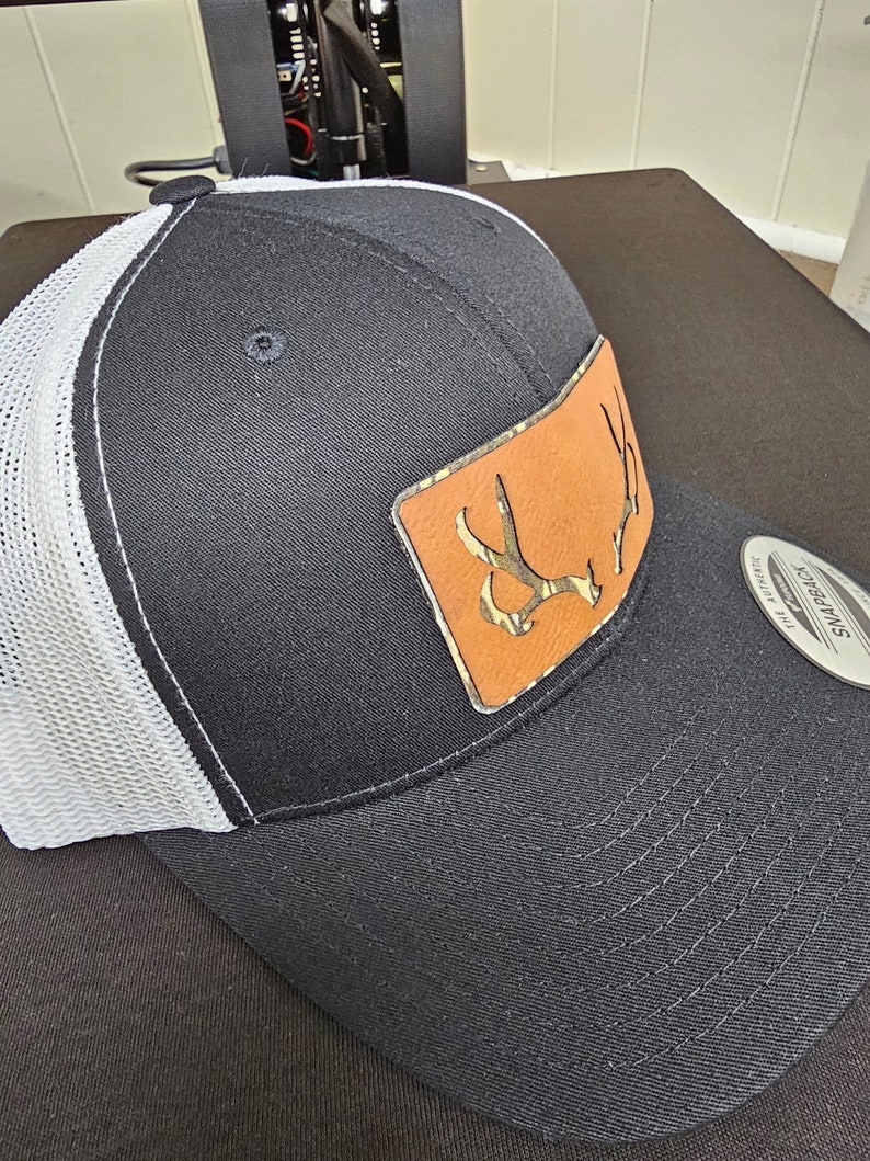 3D Leather Patch Hat, Deer, Bottomland Camo, Leather Patch Hat - Etsy