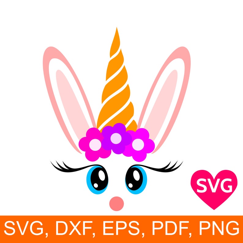 Easter Unicorn Face SVG Easter Rabbit SVG Unicorn Easter - Etsy