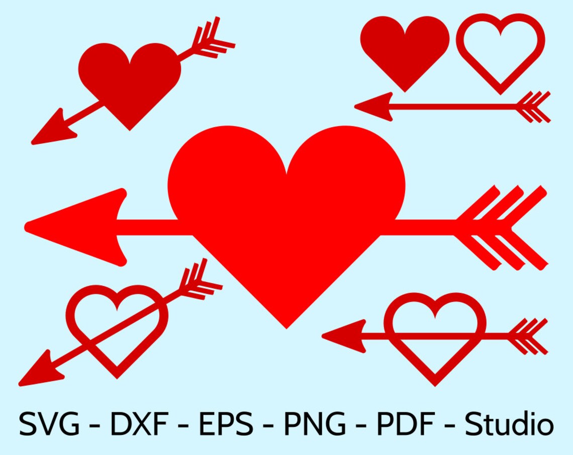 SVG Arrows With Hearts clipart for Valentine's Day | Etsy