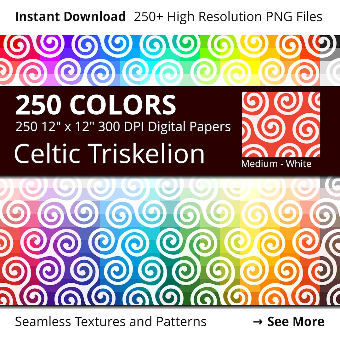 Celtic Triskelion Digital Paper Pack, 250 Colors Irish Digital Paper ...