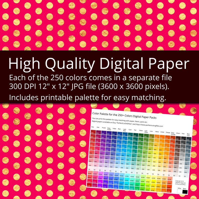 Polka Dots Gold Digital Paper Pack 250 Colors Digital Paper - Etsy