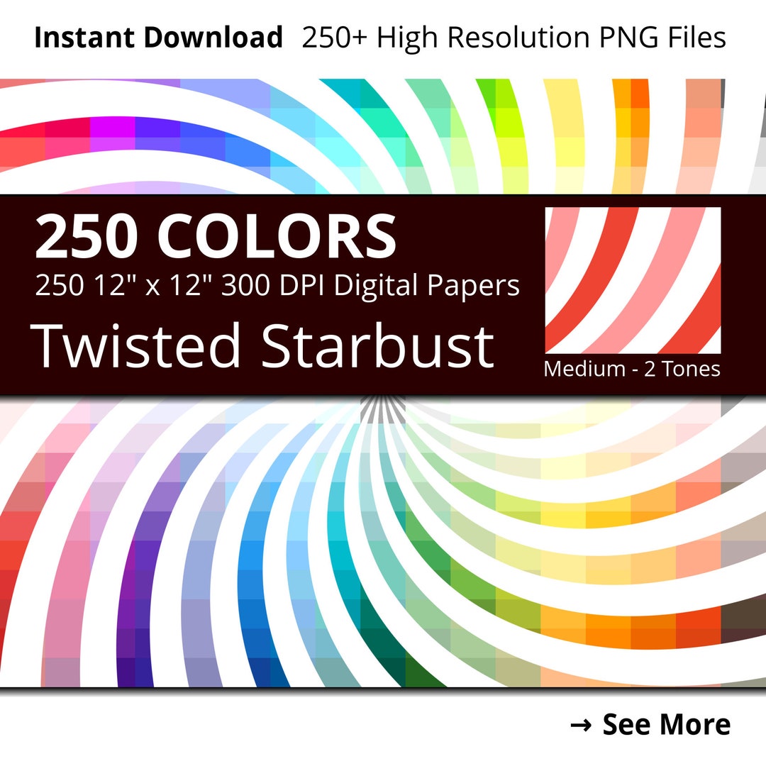 Twisted Starburst Digital Paper Pack, 250 Rainbow Colors Digital Paper ...