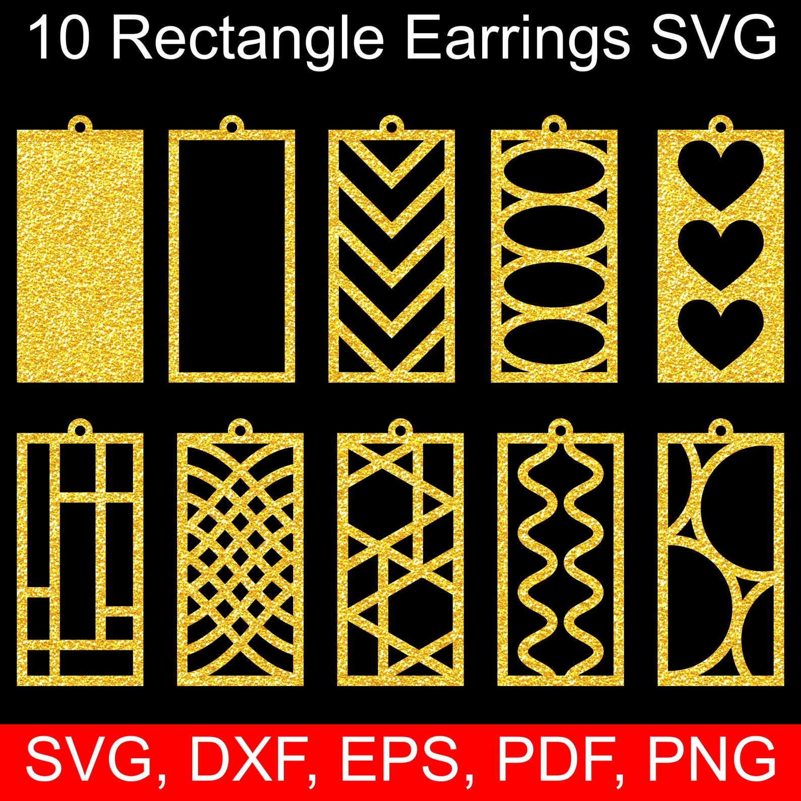 10 Rectangle Earrings SVG Files Rectangle Earring Templates | Etsy