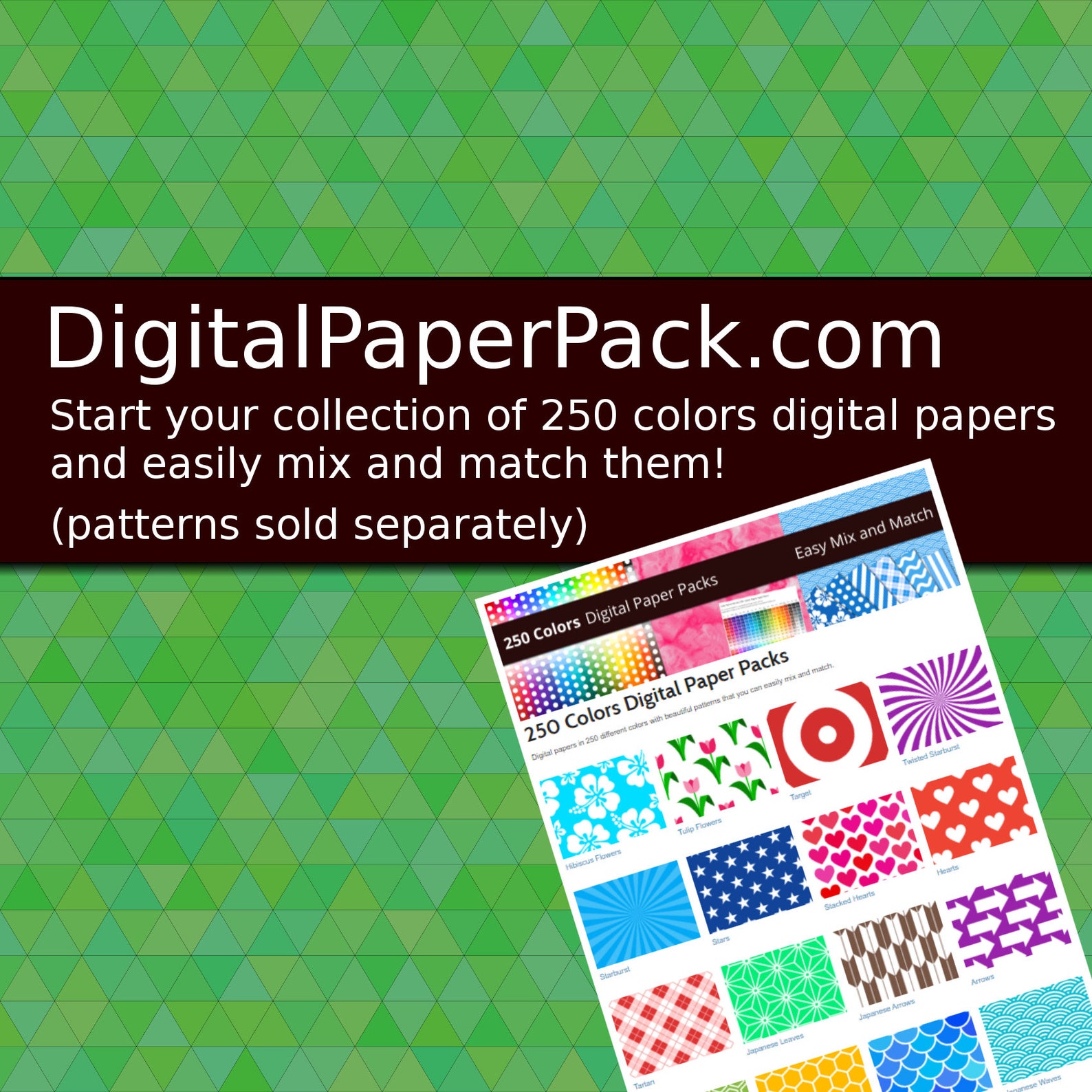 Small Triangles Digital Paper Pack 250 Colors Mixed Shades | Etsy