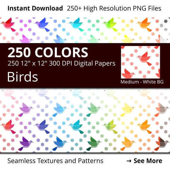 Vintage Bird Digital Paper Pack 250 Colors Digital Paper Bird - Etsy