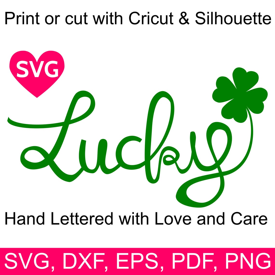 Lucky SVG File for Cricut & Silhouette Shamrock SVG St | Etsy