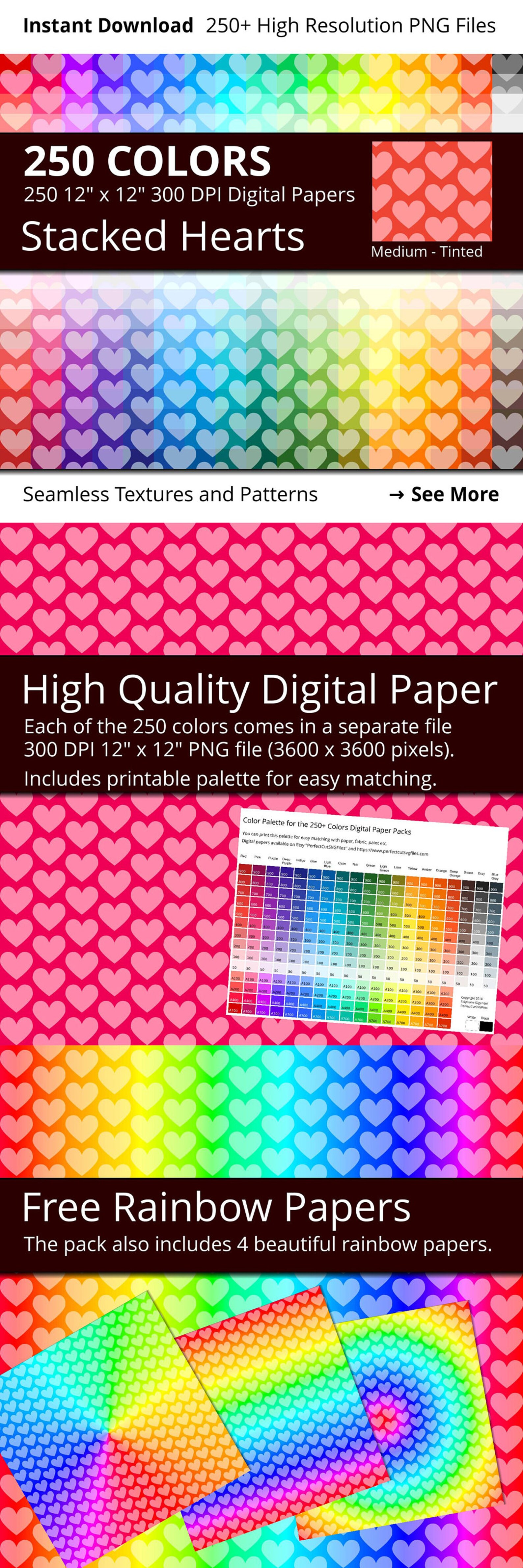 Tinted Stacked Hearts Digital Paper Pack Digital Paper Heart | Etsy