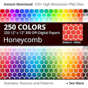 White Honeycomb Hexagons Digital Paper Pack, 250 Colors Digital Paper ...