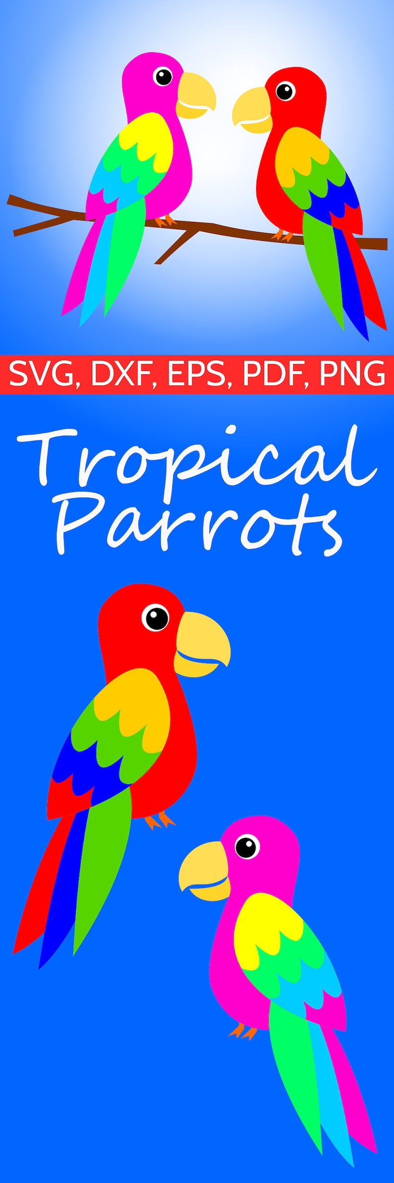 Parrots SVG Files for Cricut and Silhouette Tropical Parrot - Etsy