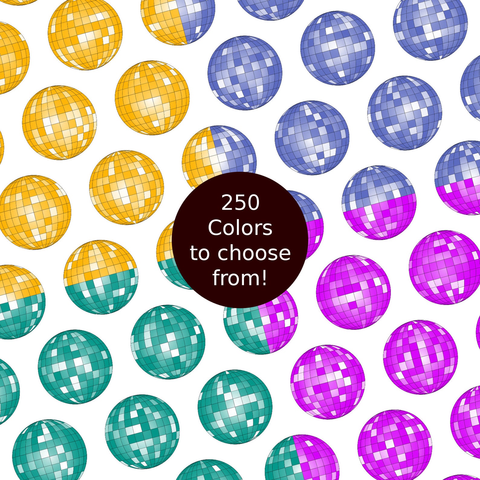 Disco Balls Digital Paper Pack, 250 Colors Polka Dots Digital Paper ...