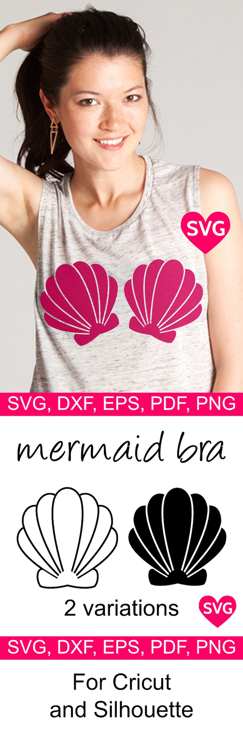 Mermaid Bra SVG, Clamshell SVG, Seashell SVG, Sea Shell Svg, Mermaid ...