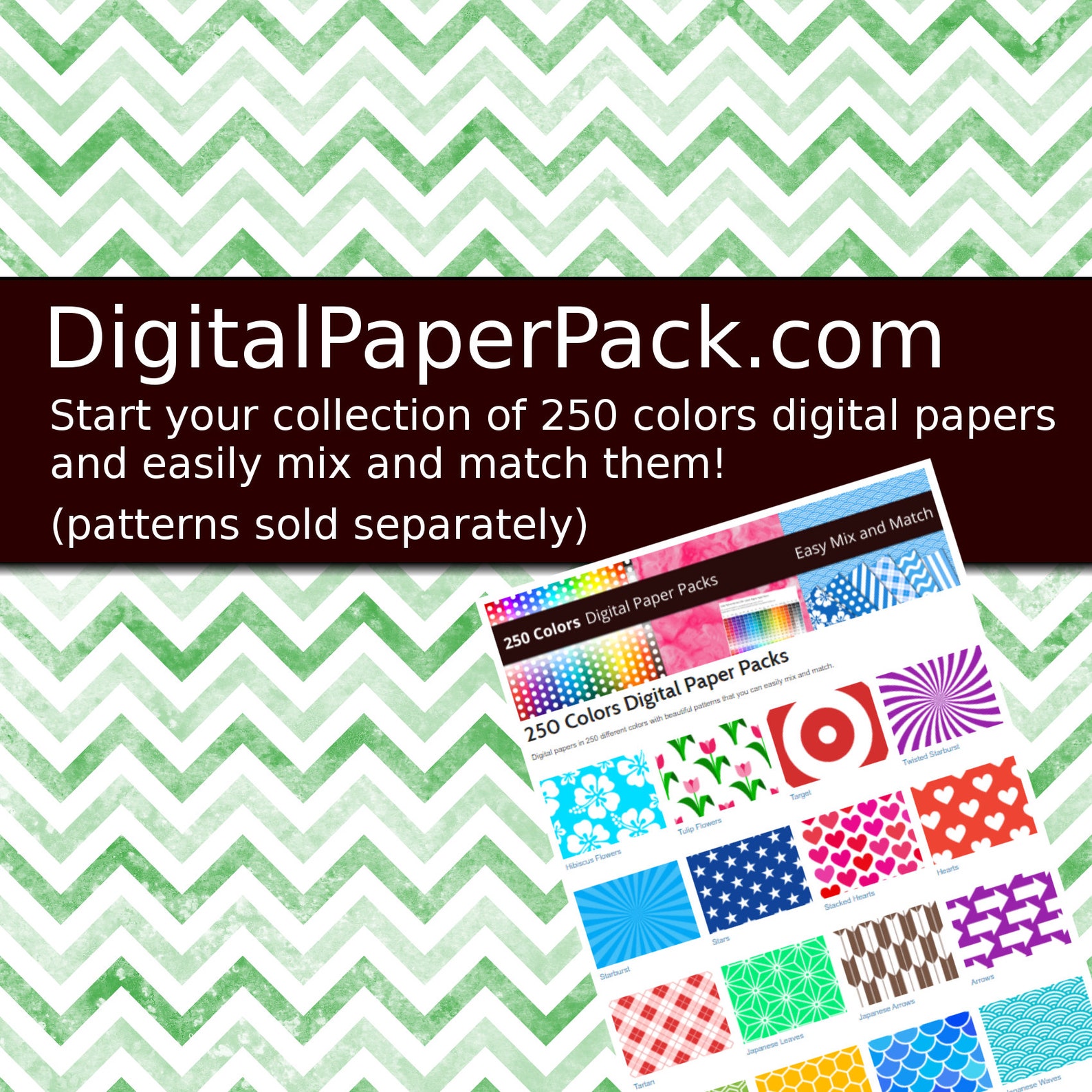 Watercolor Chevron Digital Paper Pack, 250 Geometric Digital Paper ...