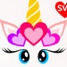 SVG Love Unicorn Face With Hearts Valentine's Day SVG | Etsy