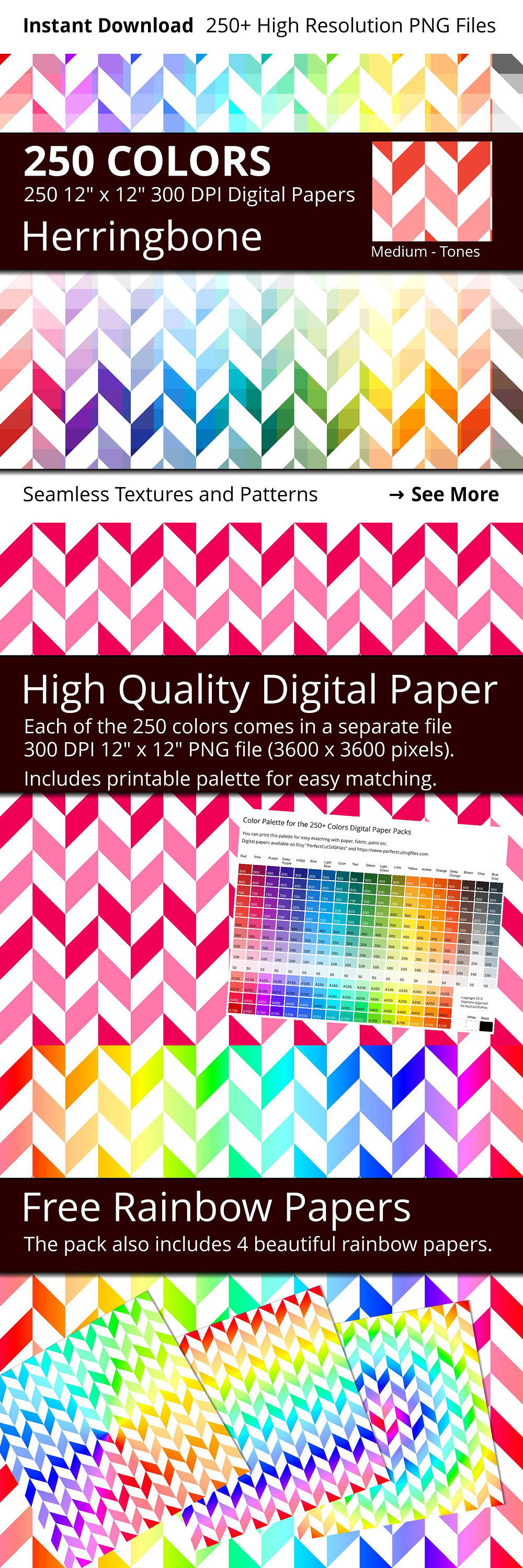 Herringbone Digital Paper Pack Digital Paper Herringbone | Etsy