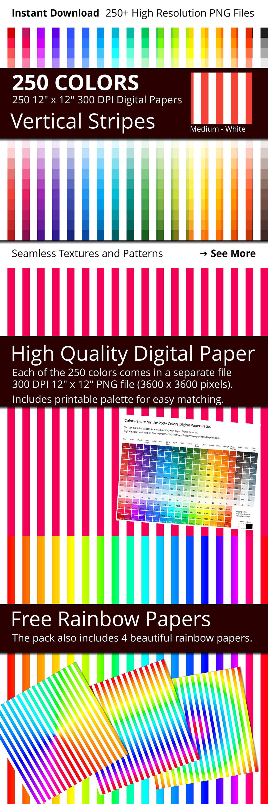 White Vertical Stripes Digital Paper Pack 250 Colors White | Etsy