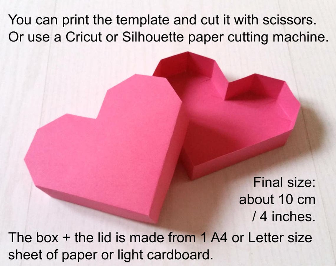 Valentine's Day DIY Heart Paper Box Template PDF for Hand - Etsy