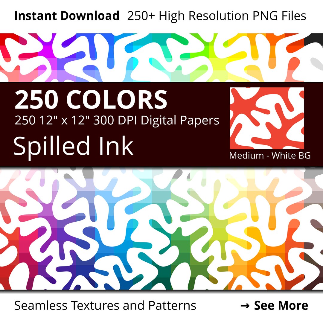 Paint Splatter Digital Paper Pack, 250 Colors Organic Algae Digital ...