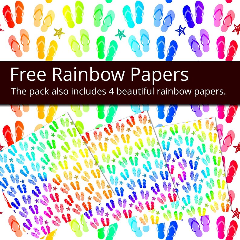 Flip Flops Digital Paper Pack, 250 Colors Beach Digital Paper Flip Flop ...