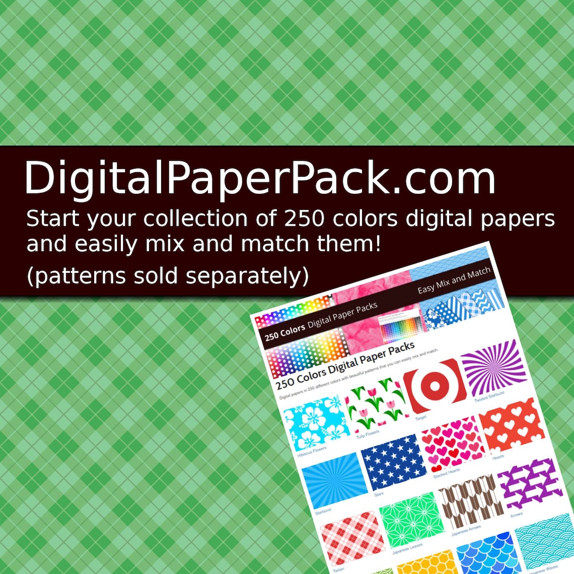 Tartan Plaid Digital Paper Pack 250 Colors Tartan Plaid | Etsy