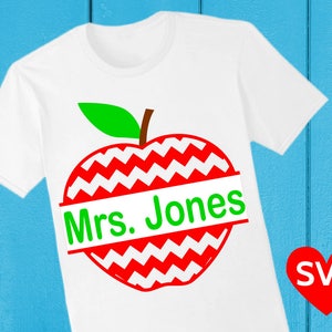 6 Apple SVG Files for Teacher SVG Apple Monogram Frame, Chevron Apple ...